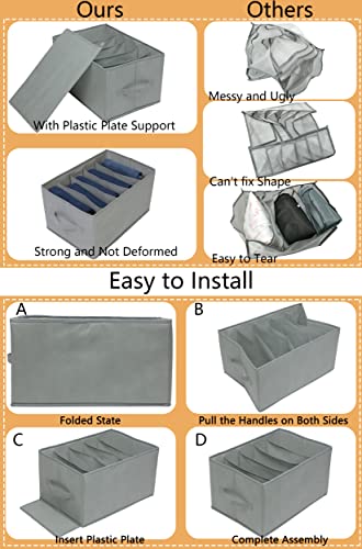 MUIRK Wardrobe Clothes Organizer for Folded Clothes,7Pack Closet Organizers and Storage,Dresser Drawer Organizers for Clothing,Washable Fabric Drawer Organizer Dividers Storage Bins