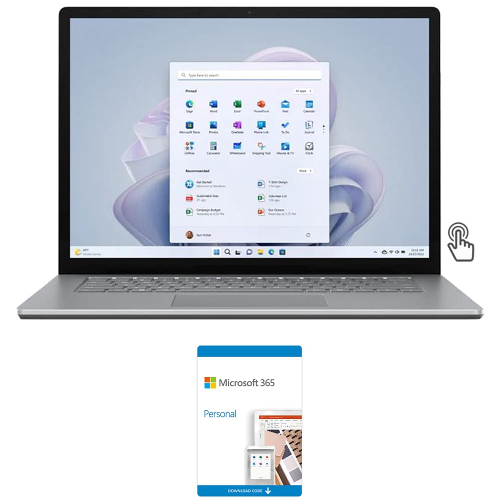 Microsoft QZI00001 Surface Laptop 5 13.5" Intel i5, 8GB/256GB Touch, Platinum Bundle 365 Personal 15 Month Subscription