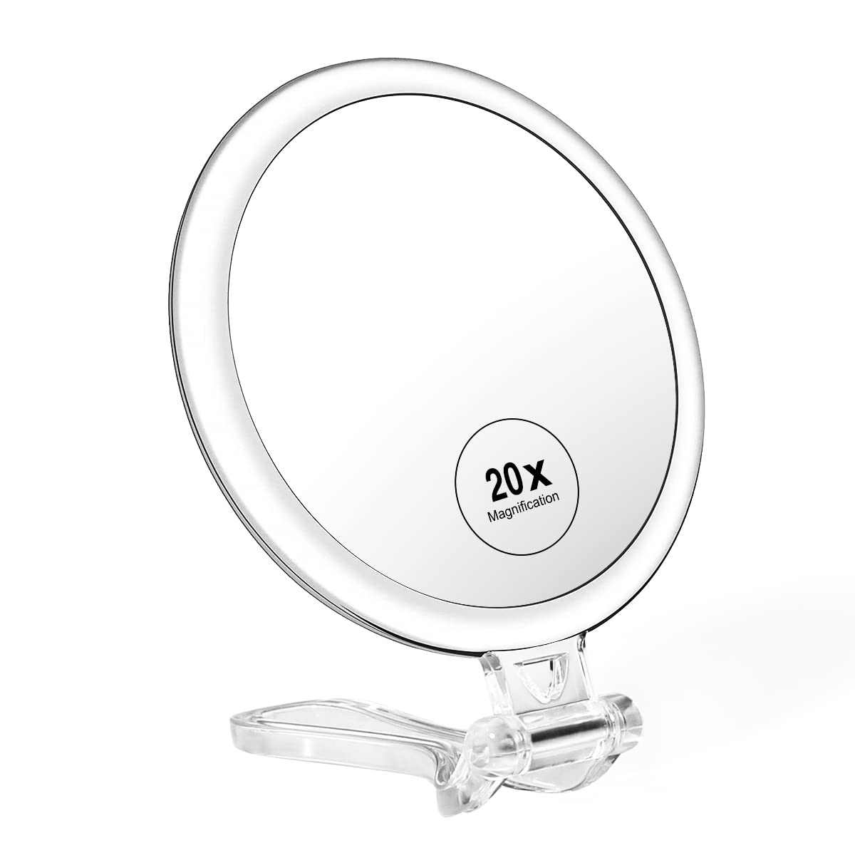 MGLIMZ 1X 20X Magnifying Travel Mirror, Hand Mirror Double Sided with Handle, Foldable Handheld Makeup Mirror with Magnification, Desk Small face Mirror