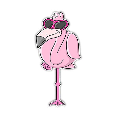 Magnet Flamingo with Glasses On One Leg Magnetic vinyl bumper sticker sticks to any metal fridge, car, signs 5"