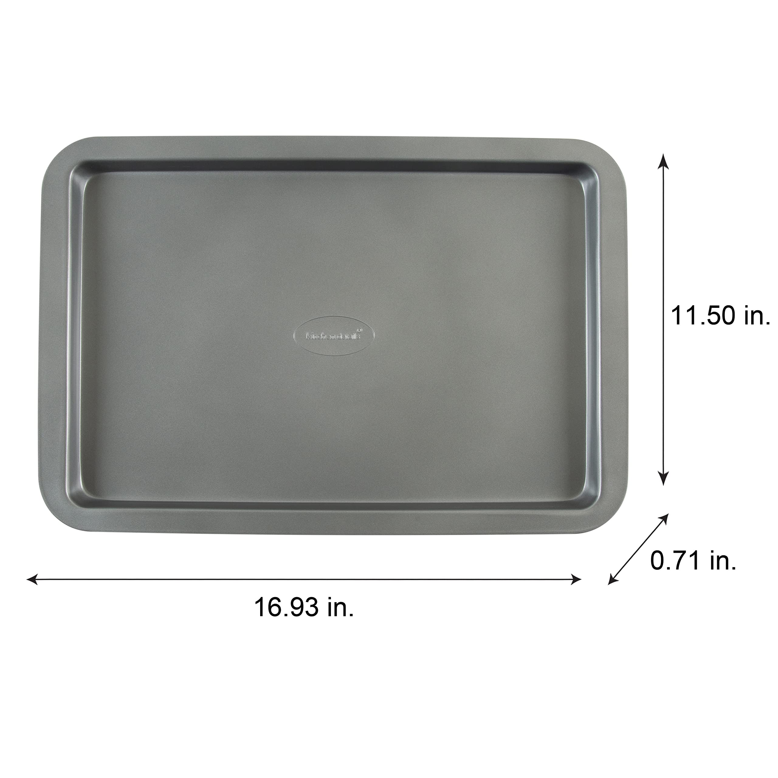 Kitchen Details Medium Nonstick Baking Sheet | Creates Even Heating and Browning | Durable | Easy to Clean | Oven Safe up to 500 Degrees | Bakeware | Grey