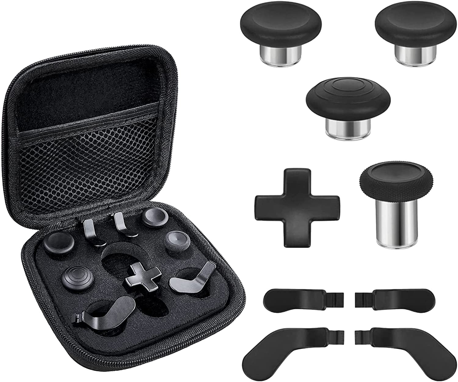 Metal Replacement Thumbsticks for Xbox Elite Wireless Controller Series 2 Core, AOJAKI Metal Paddles Accessories Includes 4 Magnetic Joysticks,4 Paddles