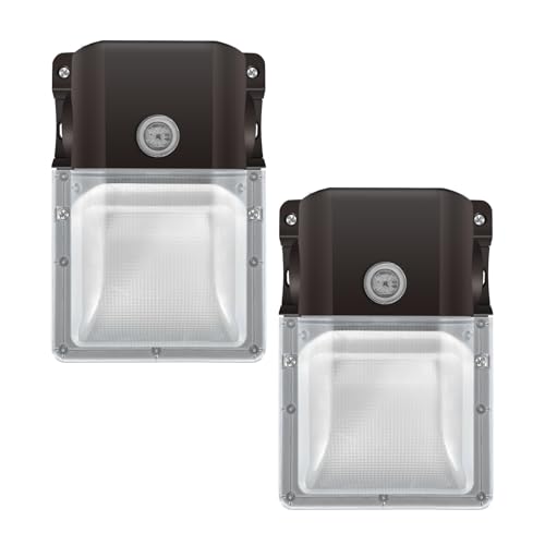 Run Bison 28W 3080LM LED Wall Pack Light with Dusk to Dawn Photocell, IP65 Waterproof Outdoor Security Flood Lighting for Garage Warehouse Garden 5000K-Daylight 2Pack