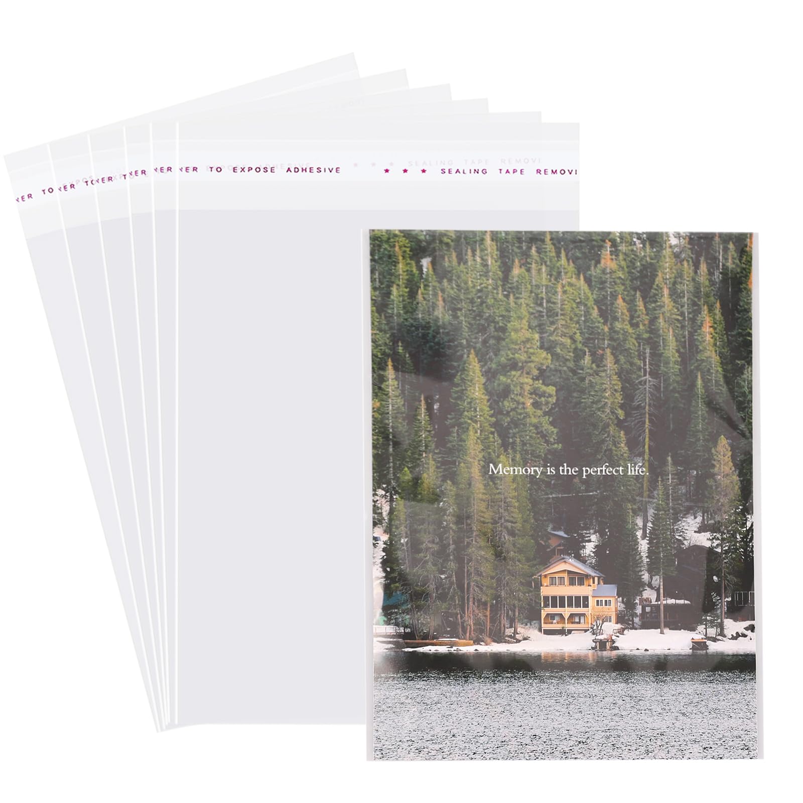 Miraclekoo 100Pcs 8-3/4 x 11-1/16 Inch Clear Self Sealing Cellophane Cello Bags Thick Plastic Sleeves - Fit 8.5x11 Inch Paper Photo Mats Envelopes Art Prints