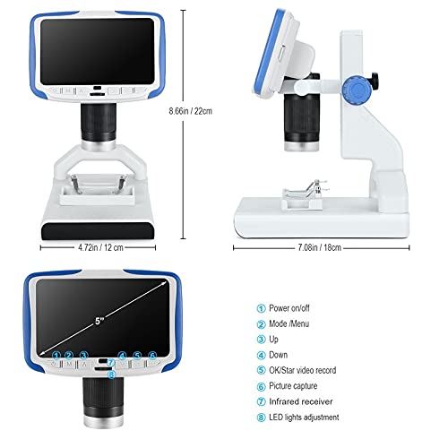 LXXSH 200X Digital Microscope 5'' Display Screen Video Microscope Electron Microscope Present Scientific Biology Tool
