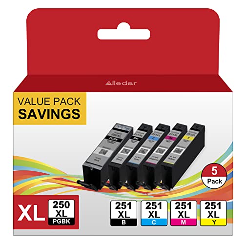 MX922 Printer Ink Cartridges for Canon 250 and 251 Ink Cartridges PGI-250XL CLI-251XL to Use with Pixma IX6820 MX920 MX922 IP8720 MG5520 MG7520 MG7120 MG6620 (PGBK Black Cyan Magenta Yellow, 5 Pack)
