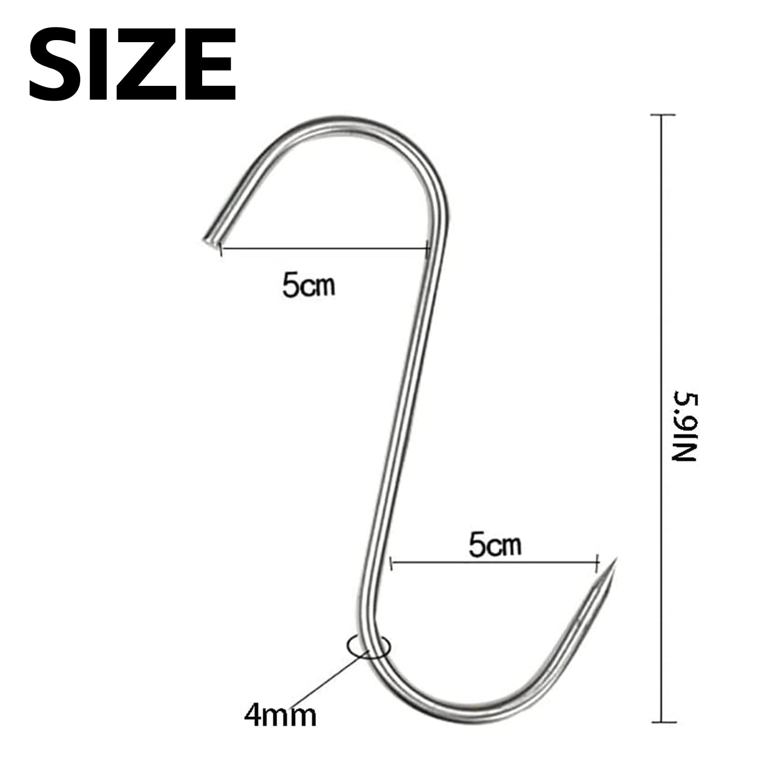 Meat Hooks,20Pcs Premium Stainless Steel Butcher's Hook,Meat Hook Tool for Hot and Cold Smoking,Butchering,Hunting,Chicken Hunting Smoking, Grill Hook Tool (5.9IN 20PCS)