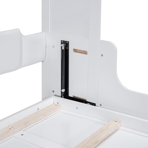 Murphy Bed Queen Murphy Bed with Cushion Under the Chair, Queen Size Murphy Bed Cabinet Bed, Wood Queen Wall Bed, Hidden Murphy Bed, Horizontal Murphy Bed for Guest Bedroom Apartment Studio Use, White