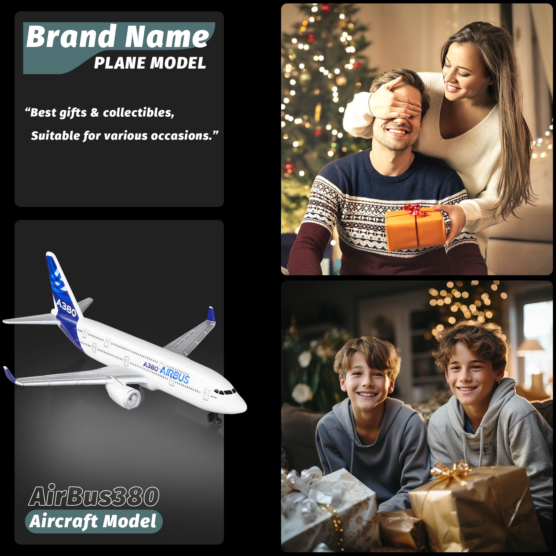 Sky Trek Model Airplanes Airbus A380 Airplane Airlines Plane Aircraft Model for Display Collection and Gifts