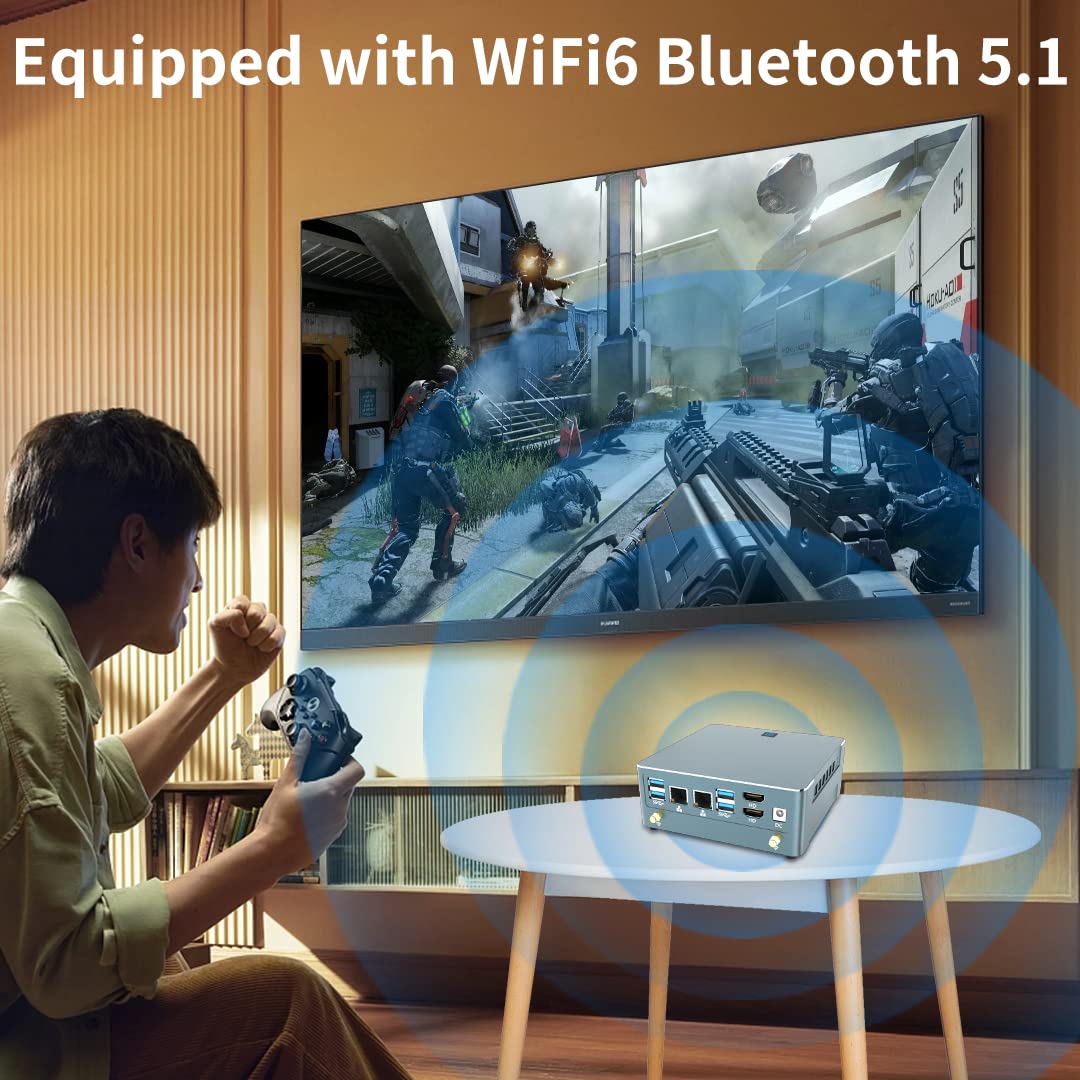 msecore Mini PC AMD Ryzen R5-3500U 4 Cores 32GB DDR4 1T NVME M.2 SSD, 2*HDMI Dual Display 4K@60Hz, Wi-Fi 6, Bluetooth 5.1, Dual LAN Desktop Computer Windows 11 Pro