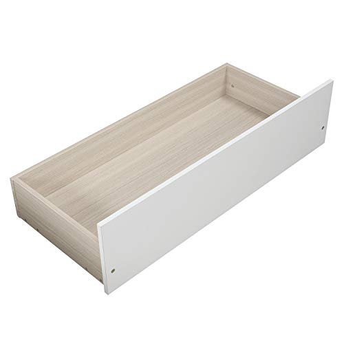 Twin Size Platform Bed with 2 Storage Drawers, Solid Wood Twin Bed Frame with Slat Support and Headboard for Kids, Teen, Adults, No Box Spring Needed(Twin, White)