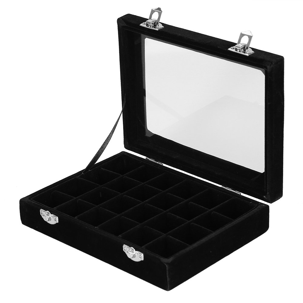 Rhinestone Gem Beads Storage Box Compact 24 Compartments Empty Nail Art Decorations Container Jewelry Rings Organizer
