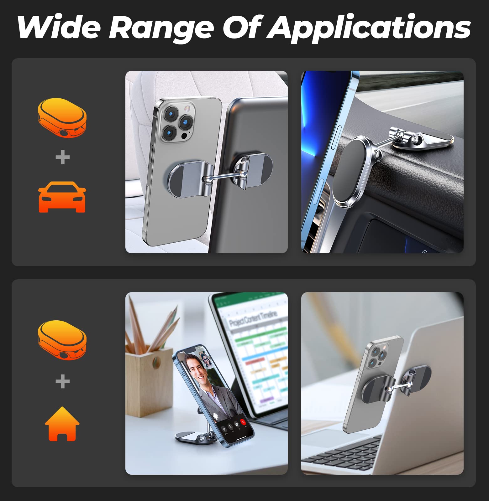 Oxbot Dashboard Mount-2022 Magnetic Phone Mount for Car 360 Degree Adjustable Universal with All Devices 6 Strong Magnets Cell Phone Holder for Car