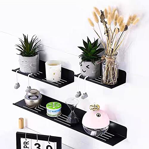 SDlemeiy Floating Shelves Wall Mounted Bathroom Shelf,Wall Mounted Hanging Shelves,Metal Display Wall Shelf,Wall Mounted,Carbon Steel Material (Black, 15.9inch)