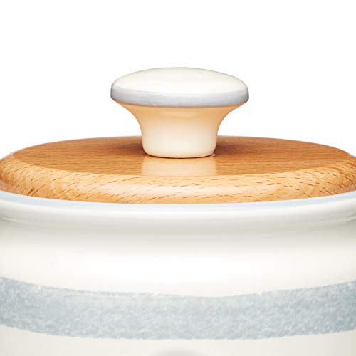 KitchenCraft Classic Collection Striped Ceramic Tea Caddy, 800 ml (28 fl oz) - Cream