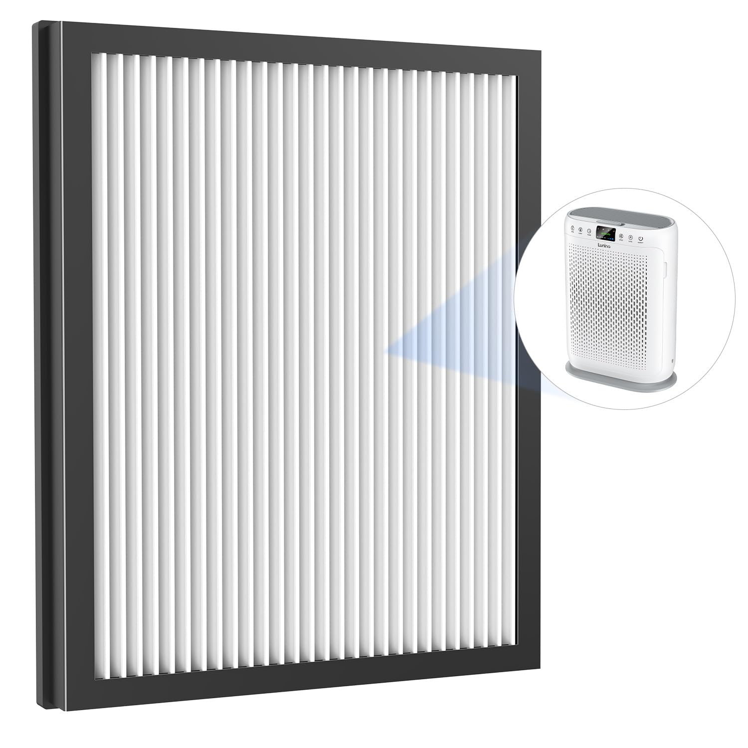 LUNINO Air Purifier Replacement Filter, 3 Stage HEPA Filter E-200 Air Purifier, Air Cleaner Filter, 1 Pack, White