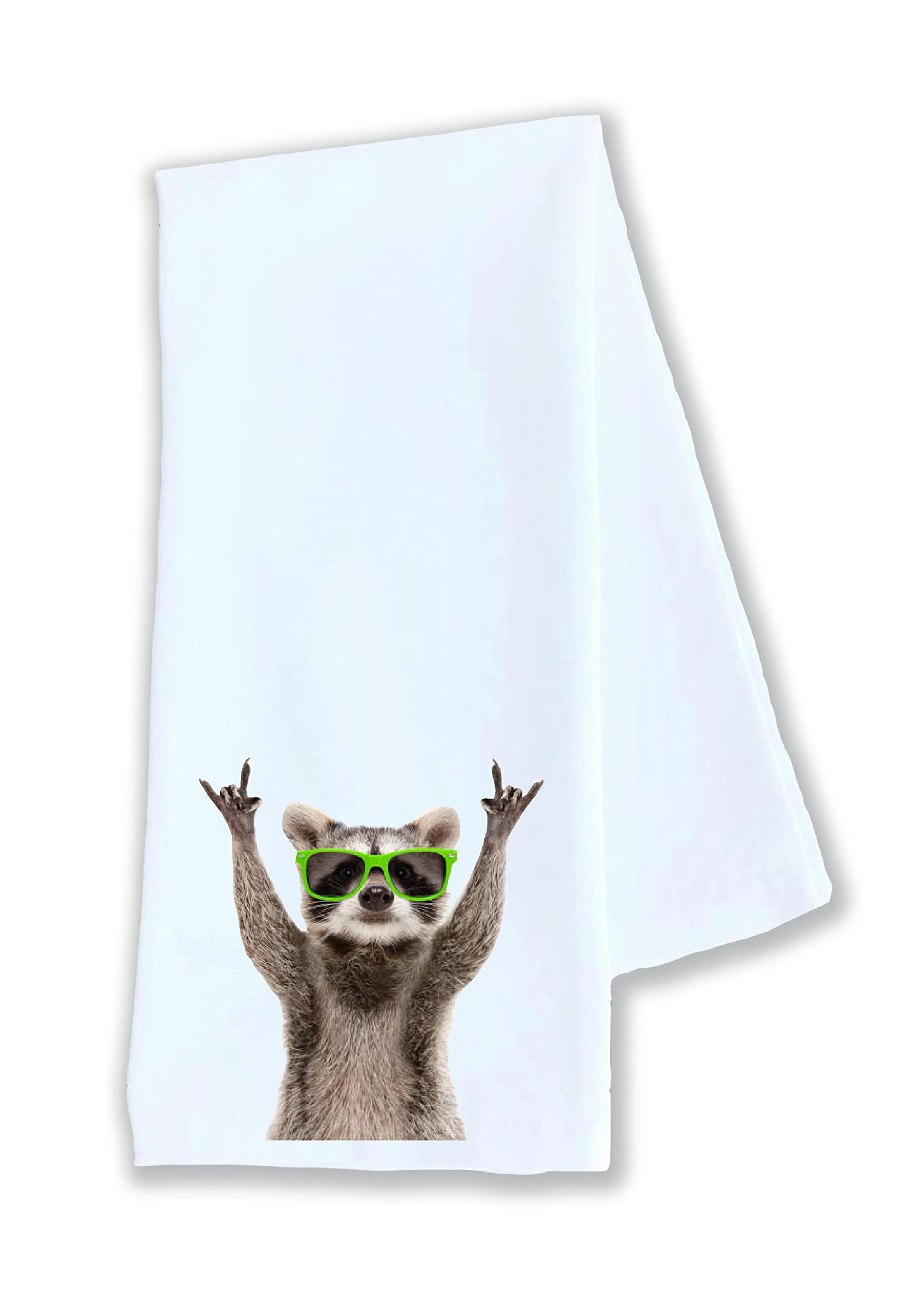 Kitchen dish towel Raccoon peace sunglasses funny inspirational Kitchen Decor drying cloth…100% COTTON