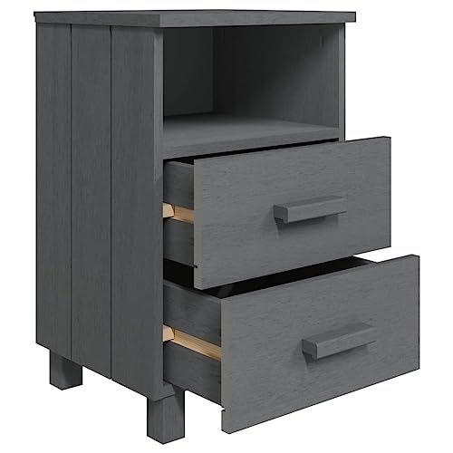 Nightstand 2 pcs with 2 Drawers | Modern End Table Set of 2 for Small Spaces | Wood Side Table for Bedroom | Wooden Bedside Cabinet | Dark Gray Solid Pinewood and MDF 15.7" x 13.8" x 24.4"