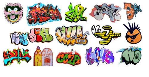 N Scale 1:160 Graffiti Waterslide Decals Set #16 - Weather Your Rolling Stock & Structures!