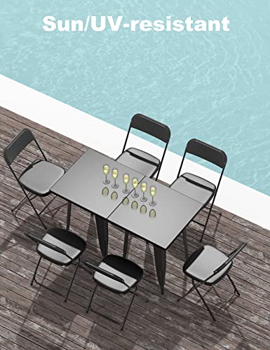 Nazhura Foldable Folding Chairs Plastic Outdoor/Indoor 650LB Weight Limit (Black, 6 Pack)