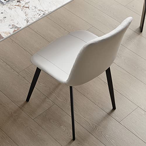 seonyou Beige Dining Chairs Set of 6 for Kitchen Dining Room, Upholstered Leather Mid Century Modern Dining Chair