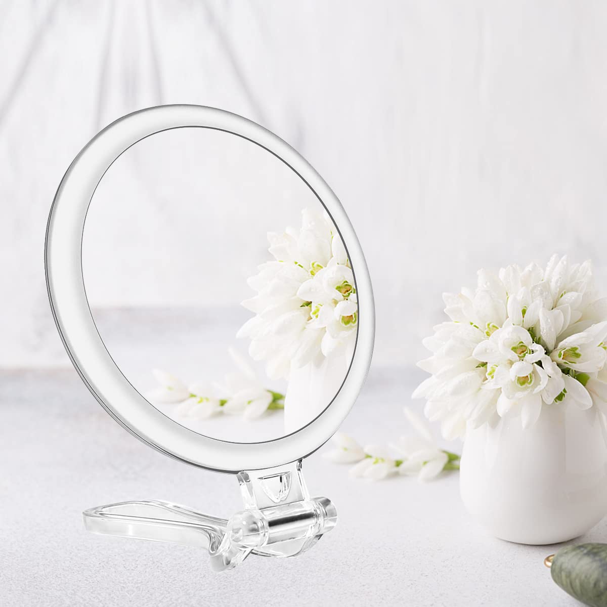 MGLIMZ 1X 20X Magnifying Travel Mirror, Hand Mirror Double Sided with Handle, Foldable Handheld Makeup Mirror with Magnification, Desk Small face Mirror
