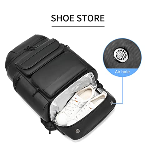 NASKVOWT Men travel backpack, gym backpack with shoe compartment, travel bag with shoe compartment, travel backpack carry on with USB charging port, camping, outdoors trekking backpack