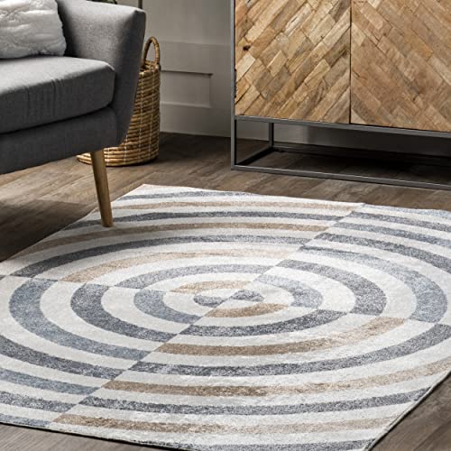 nuLOOM Modern Swirls Machine Washable Area Rug, 4x6, Blue