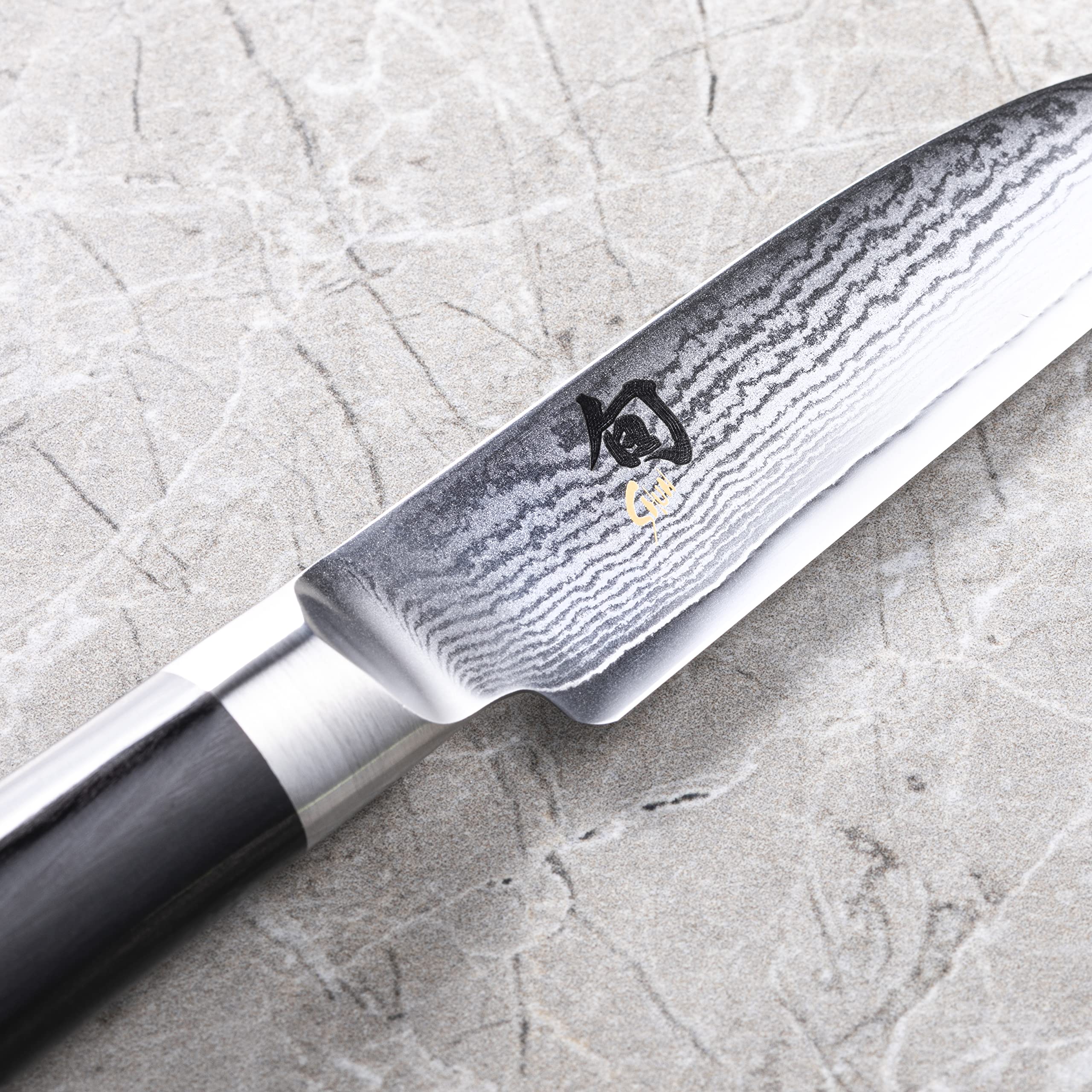 Shun Classic Straight Vegetable Knife, 3.5 inch VG-MAX Steel Blade, Handcrafted in Japan, DM0714