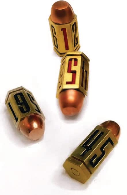 Metal Bullet Dice Set - Four Solid Metal D6 Dice for D&D/DND, Warhammer 40k, and Other Role Playing Games. Perfect RPG Gift for Dungeons & Dragons DM and Players. Dungeons and Dragons Accessories