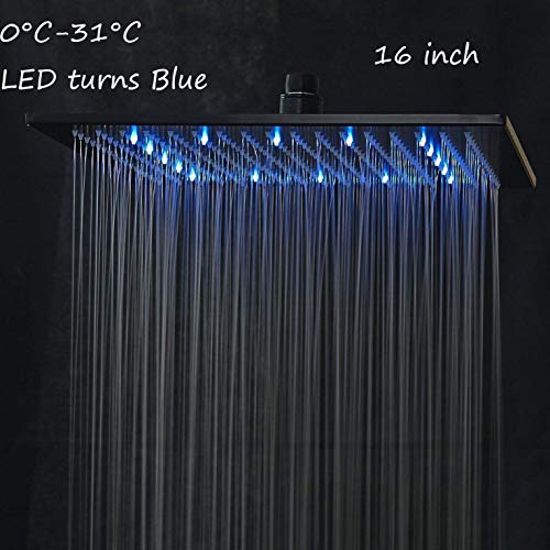 NeierThodore LED 16 Inch Square Shower Head Replacement with Rotatable Ball,Oil Rubbed Bronze