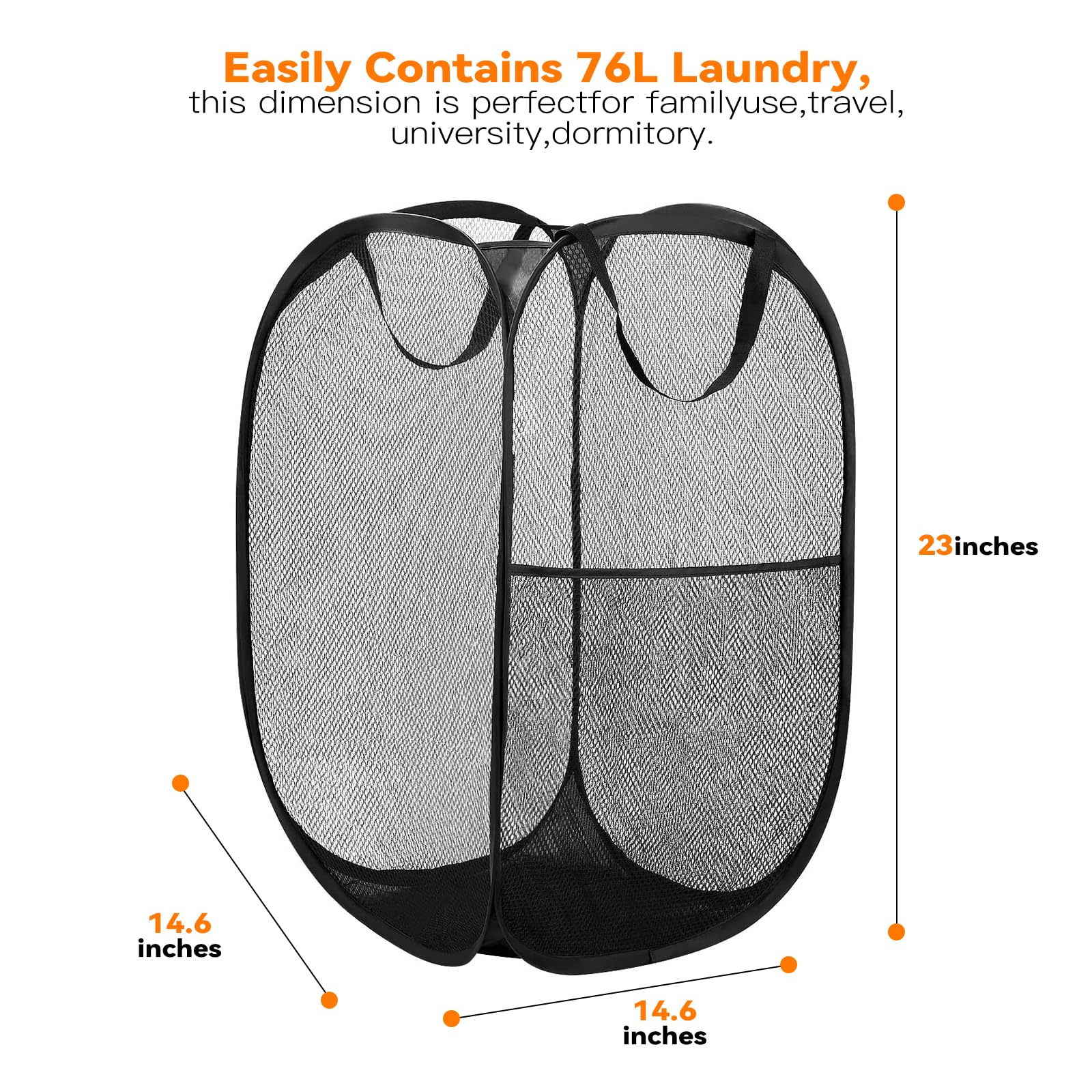 Saryocy collapsible laundry baskets pop up laundry hamper, mesh laundry basket suitable for laundry, hotel, travel, college dorms