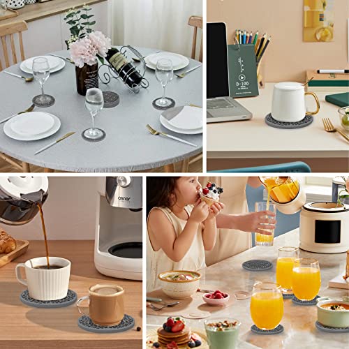 Set of 10 Silicone Coasters-Pinesea Coasters for Drinks and Coffee Table,Drink Coasters with Holder Suitable for Kinds of Cups, Wooden Table, Home Decor, 4 Inches