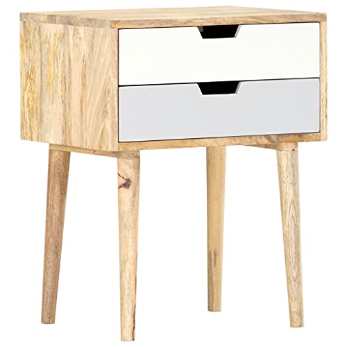 Side Table with Drawers, Furniture Small Space, Modern nightstand end Table, Bedside Cabinet 18.5"x13.8"x23.2" Solid Mango Wood Suitable for Living Room, Bedroom Bedside.