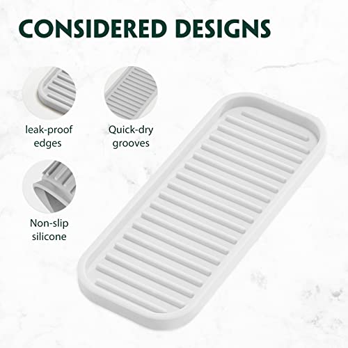 KITEXPERT Silicone Sponge Holder for Kitchen Sink - Soap Tray for Kitchen Counter & Bathroom - Kitchen Versatile Organizer Tray for Sink, Makeup and More (Grey)