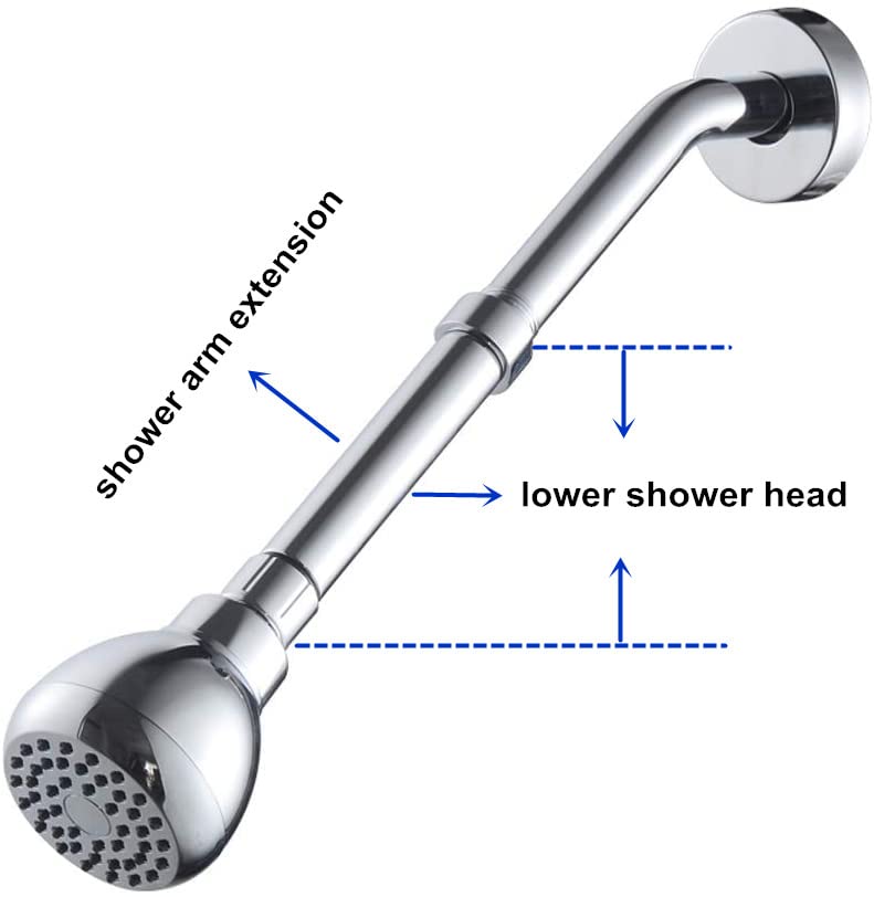 JR 4 inch 1/2" Shower Arm Extension, Shower Head Extension Arm, Shower Extender Arm - 304 Stainless Steel with Brass Connector - Polished Chrome Finish