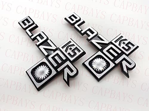 Set of 2 K5 Blazer Front Fender Emblem 3D Logo Badge Replacement for 1981-1987 Blazer Truck Models 14051844 (Silver Black)