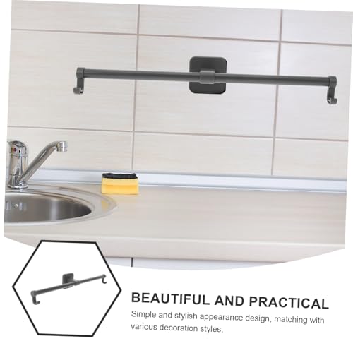 Retractable Towel Rack Cupboard Door Bar Towel Holder for Bathroom Bath Towel Holder Towel Shelf Towel Hanger for Bathroom Towel Rack with Hook Towel Bar Towel Holders Grey Plastic Veemoon