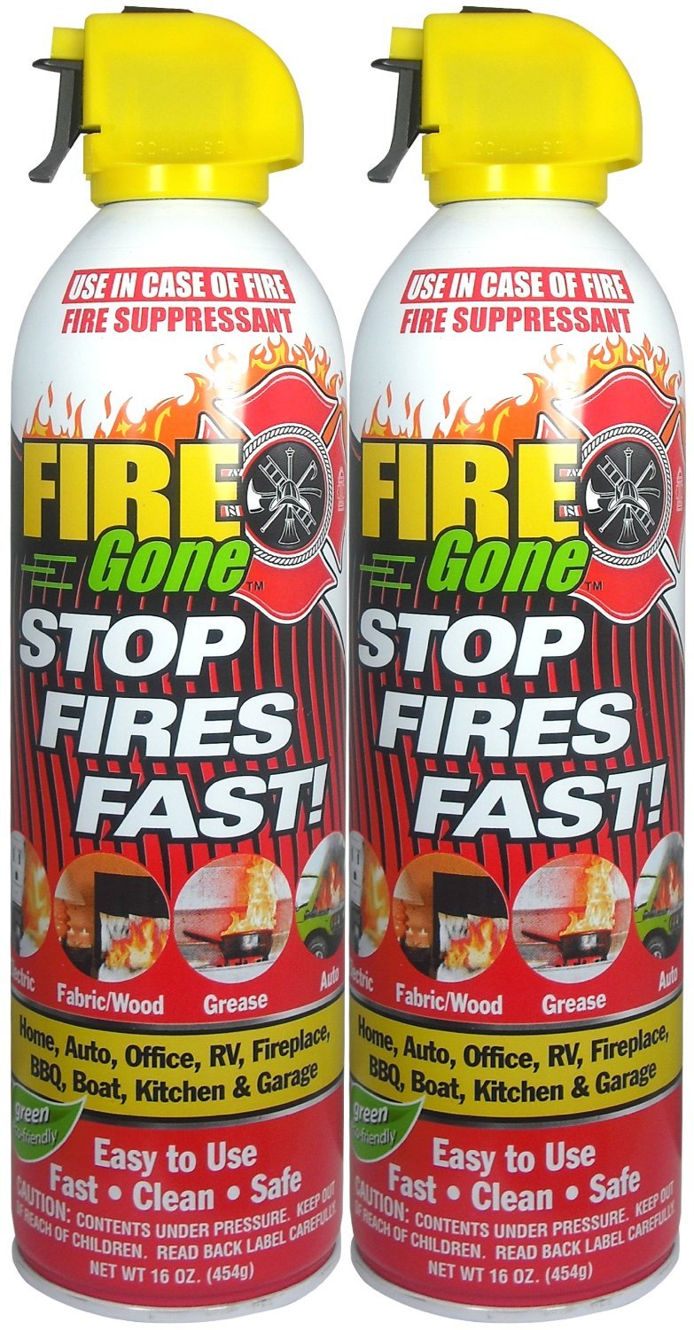 Max Professional Fire Gone White/Red Fire Suppressant Canisters - 16 oz. (2 Units)