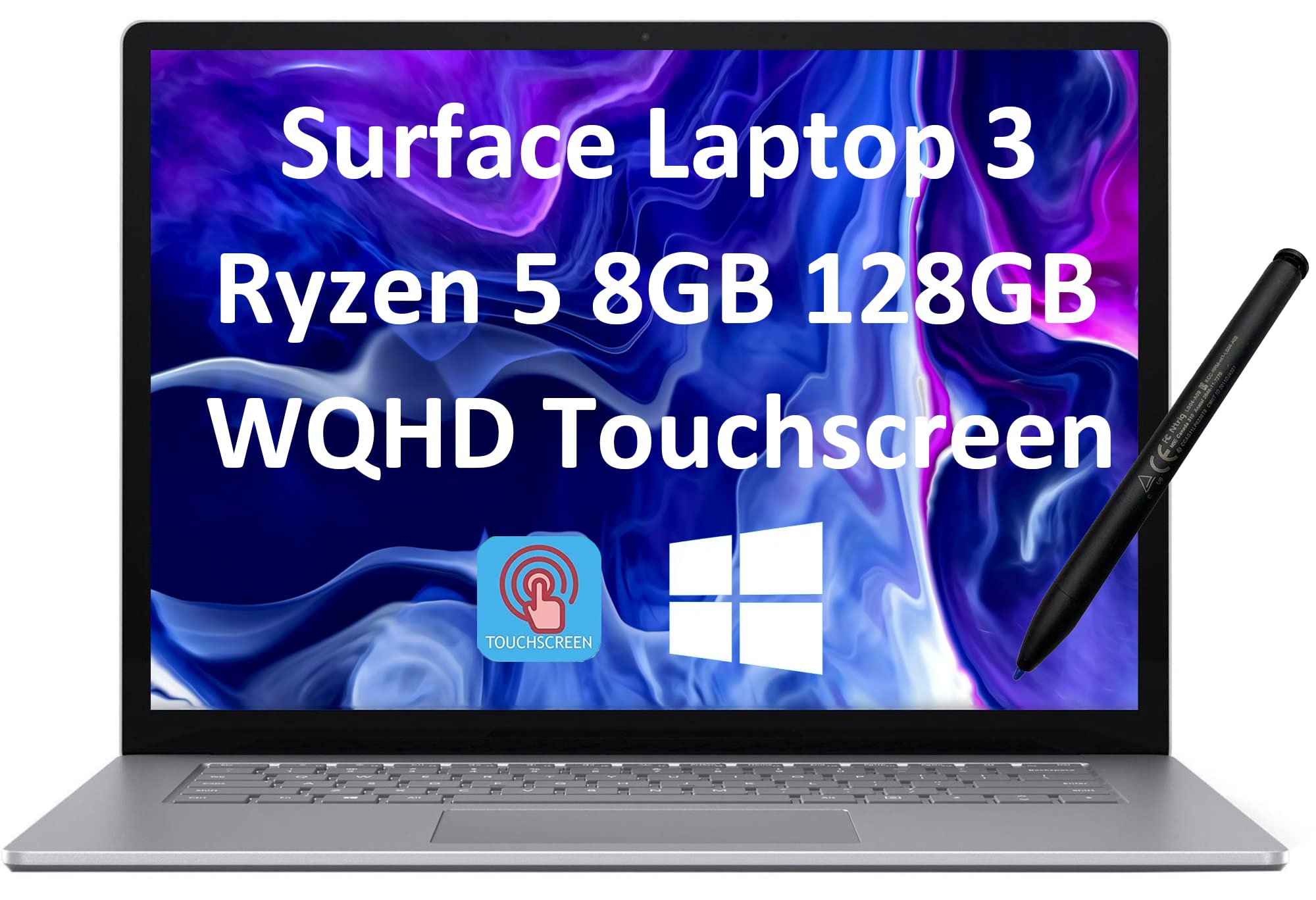 Microsoft Surface Laptop 3 15.0" 2k+ WQHD Touchscreen (AMD 4-Core Ryzen 5 3580U, 8GB RAM, 128GB SSD, Radeon Vega 9 Graphics, Active Stylus), Thin & Light Business, Webcam, Win 10/11 Home (Renewed)