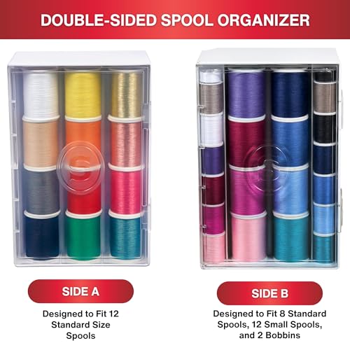 SINGER Double-Sided Thread Spool Organizer - Clear Storage Sewing Box for Embroidery, Craft Room Organization, Stackable Storage Container for Craft & Sewing, Thread Box Storage, Craft Organizer