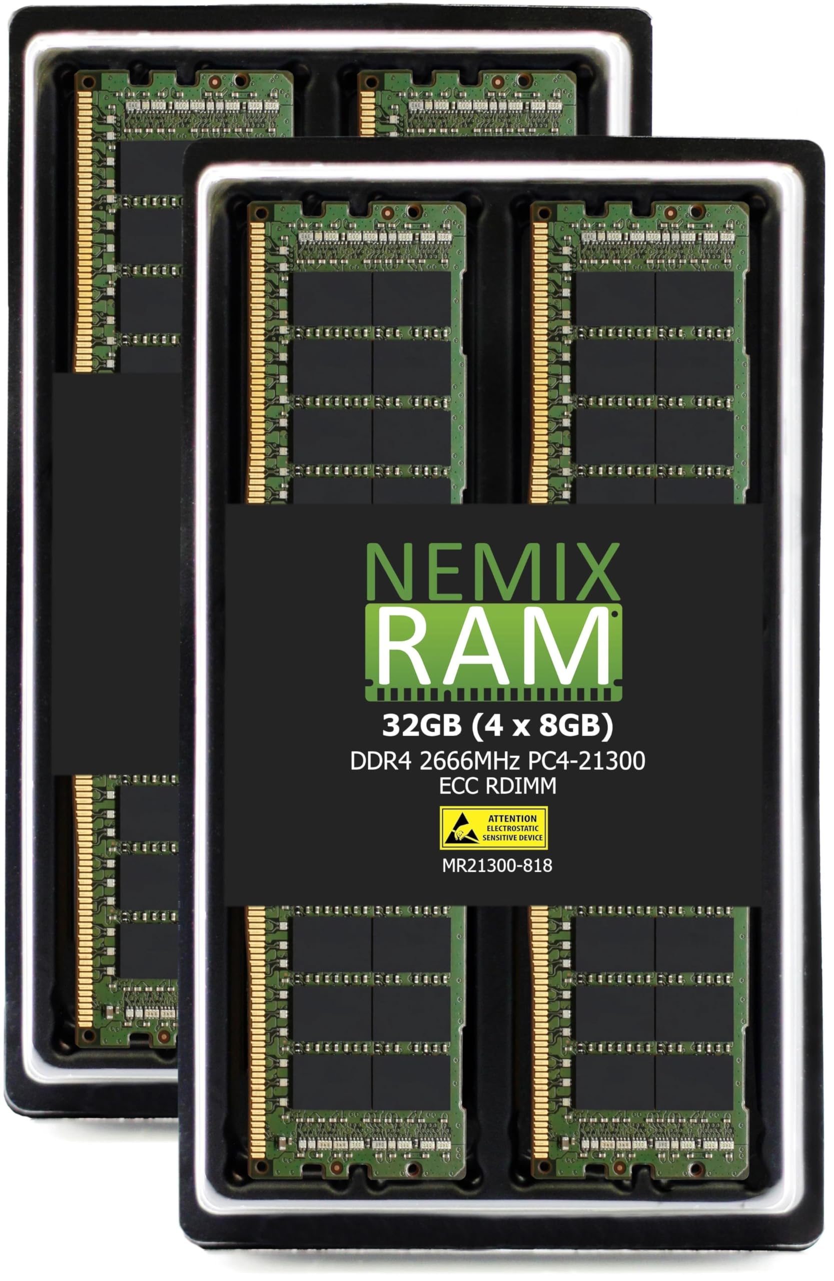 NEMIX RAM 32GB (4X8GB) DDR4 2666MHZ PC4-21300 1Rx8 1.2V 288-PIN ECC RDIMM Registered Server Memory KIT Compatible with Dell PowerEdge R240 Rack Server