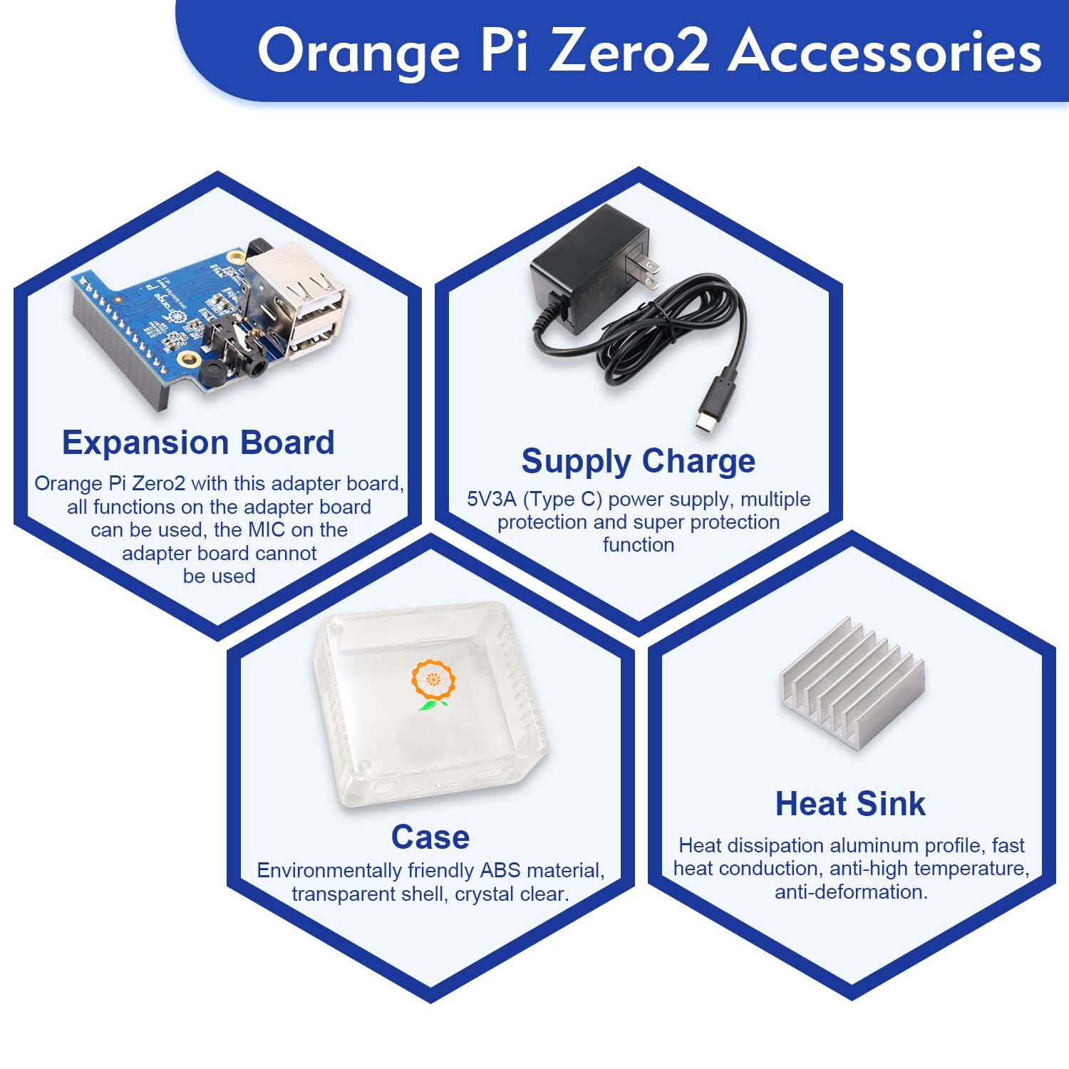 Orange Pi Zero2 1GB Allwinner H616 Quad Core 64 Bit with 2MB, Supported WiFi+BT5.0, Open Source Single Board Computer Run Android,Ubuntu,Debian OS (Zero 2+Case+Heat Sink+Power Supply+Expansion Board)
