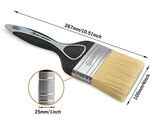 ROLLINGDOG 4 Inch Paint Brush- Large Paint Brush,Soft Paint Brush for Wall Paint,Ceiling,Blinds,Large Surface Areas(100mm)