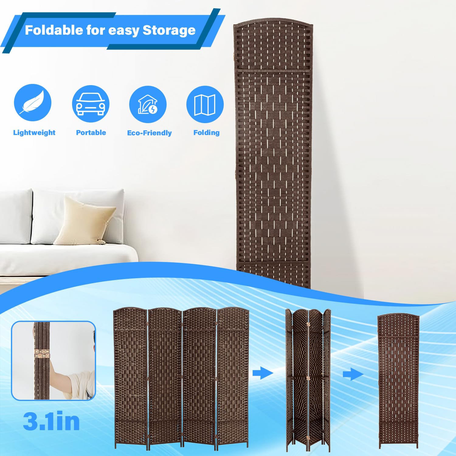 Room Divider Privacy Screen 70.6" Wall Divider Folding Privacy Screens Room Divider Wall Portable Partition Room Divider Separator,4 Panel