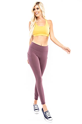 Hype Up Women's High Waisted Buttery Soft Full Length Activewear Leggings with Side Pockets (S-3X)
