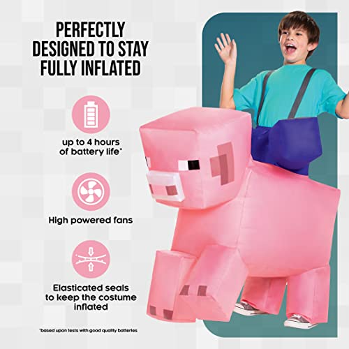 Pig Ride On Minecraft Kids Inflating Costume Jumpsuit with Fan, Up to Size (7-8)