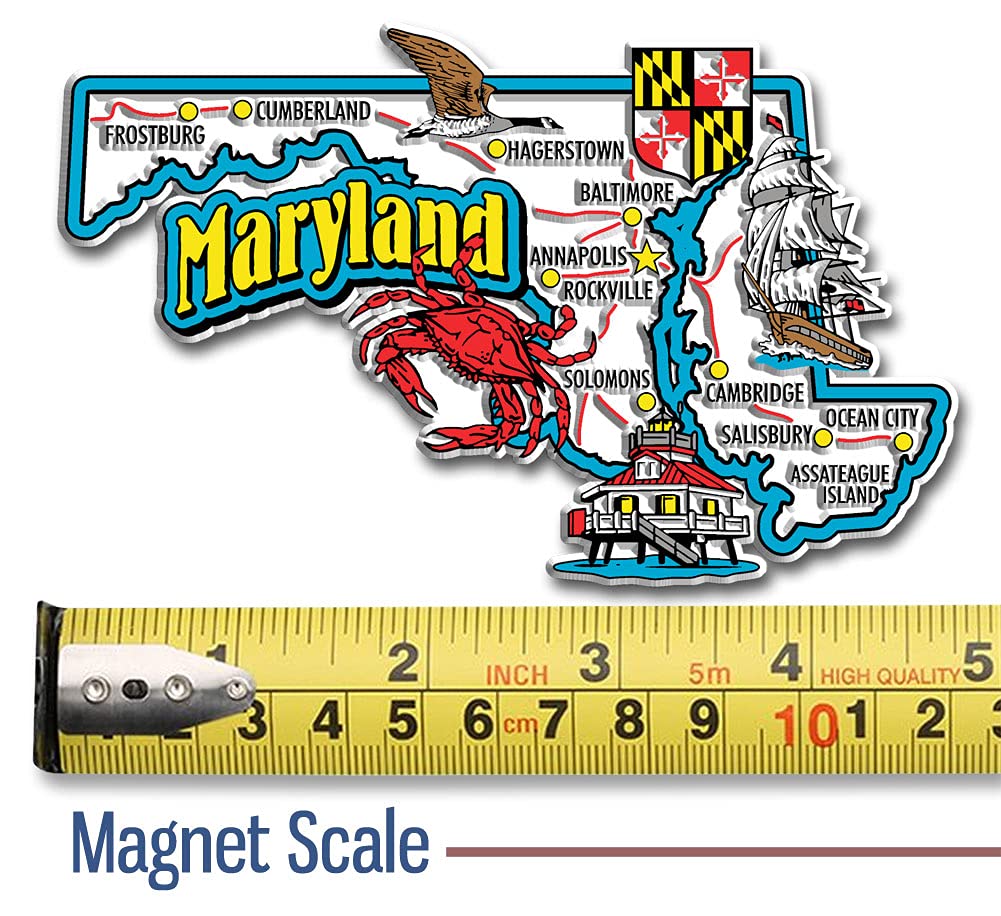 Maryland Six-Piece State Magnet Set by Classic Magnets, Includes 6 Unique Designs, Collectible Souvenirs Made in The USA