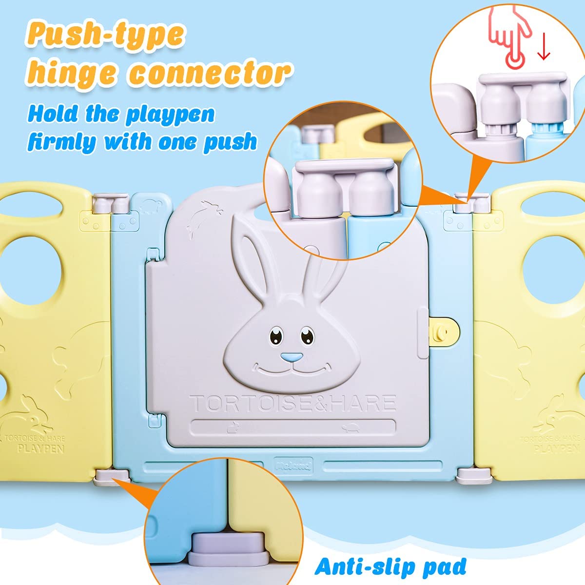 Meland Foldable Baby Playpen with Mat - Baby Play Yard Baby Gate Playpen, Sturdy Baby Fence Play Area with Whiteboard and Activity Center, 14 Panel