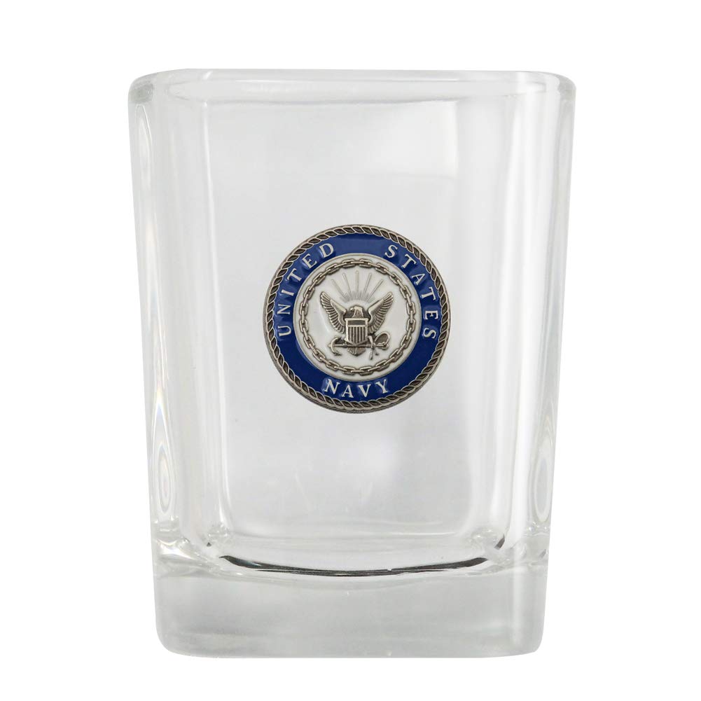 Indiana Metal Craft US NAVY Shot Glass with Die Struck Enamel Emblem MADE IN USA